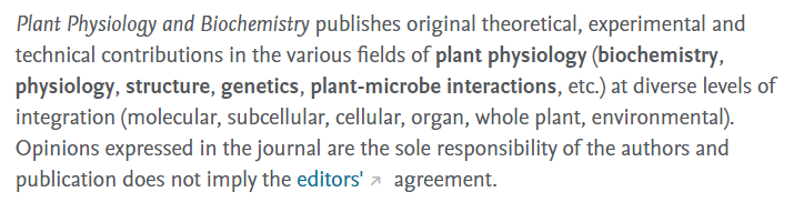 植物科学sci期刊介绍:plant Physiology And Biochemistry 佩普学术